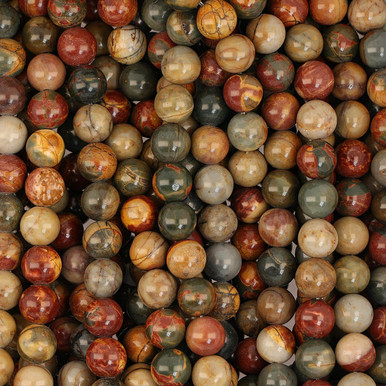 8mm Red Picasso Jasper Round Smooth Beads