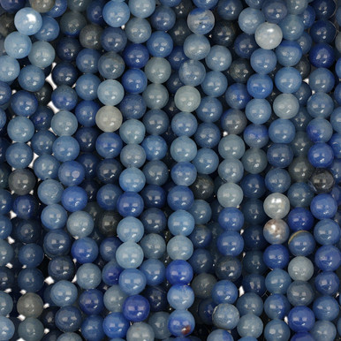 Round Smooth Gemstone Beads 6mm-Blue Aventurine