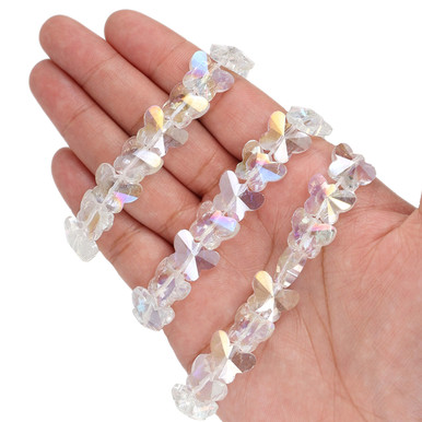 Transparent Rainbow - 12 mm Butterfly Shape Glass Beads