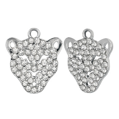 Silver Plated CZ Panther Charm 18.8x15.6mm