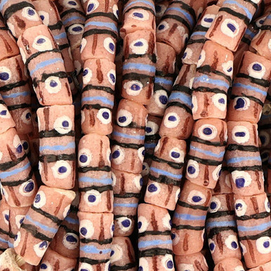 African Glass Beads - Rose Pink Fisheye 15-18mm 9 Inch Strand