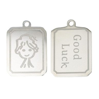 Stainless Steel Good Luck Smiley Pendant - 1 Pc