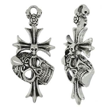 Stainless Steel Skull Impaled by Cross Pendant - 1 Pc