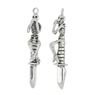 Stainless Steel Skeleton Dagger Pendant - 1 Pc