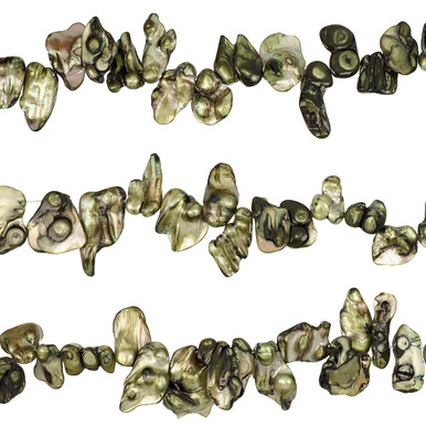 Mother of Pearl Shells with Pearls - Green