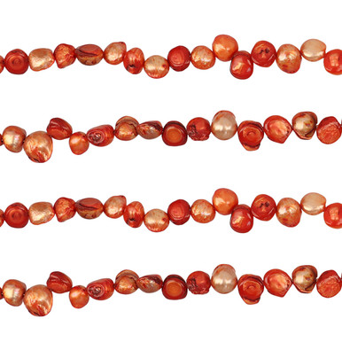 Freshwater Dyed Pearls - Red Orange