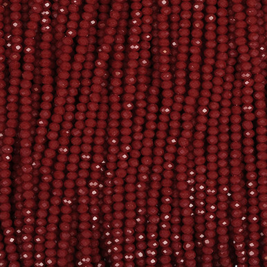 Rondelle Faceted Glass Beads 2mm- Ruby Red