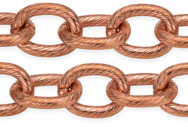 Unsoldered Copper Textured Cable Chain Links 7x9 mm - Price Per Foot