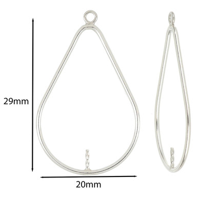 Sterling Silver Teardrop Drops W/ Peg - 29x20mm 1 Pair