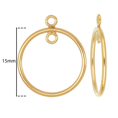 14K Gold Filled Round Drop W/Closed Ring 15mm 1 Pair