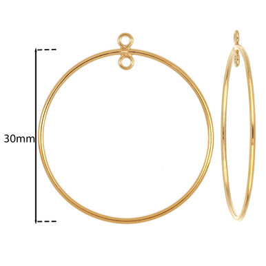 14K Gold Filled Round Drop W/Closed Ring 30mm 1 Pair