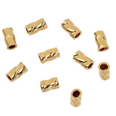 14k Gold Filled Twisted Crimp Beads 2x3mm 20Pcs
