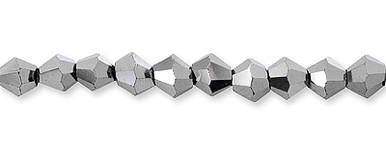 Bicone Shape Glass Beads 3mm - Silver