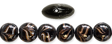 Lampwork Disc Shape Beads 20 mm - Black