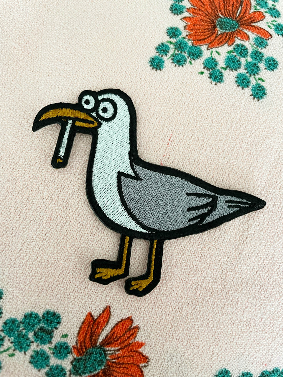Smoking Gull Embroidered Patch