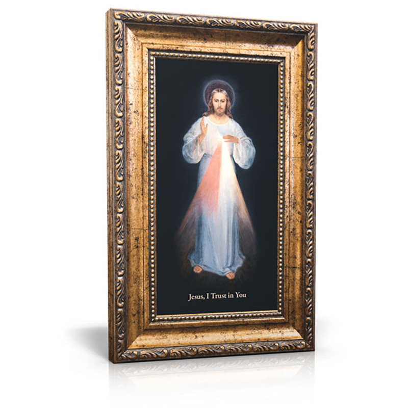 Divine Mercy (Vilnius) - Framed Canvas 6" X 11" (Including frame: 9.5 ...