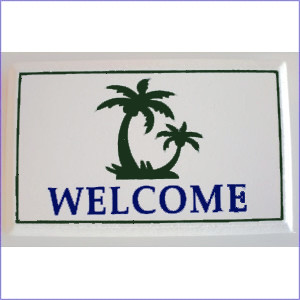 Welcome Plaque with Palm Tree 4" x 6" MR-WLCM