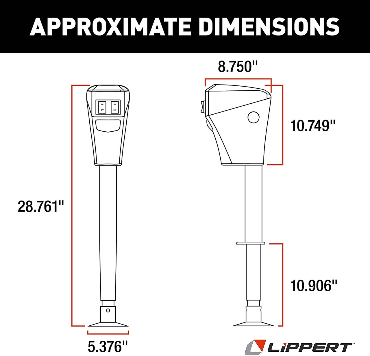 Lippert 285318 3500LB Power Tongue Jack Black - IBS-RVMarines.com Lippert 285318 3500LB Power Tongue Jack Black - IBS-RVMarines.com