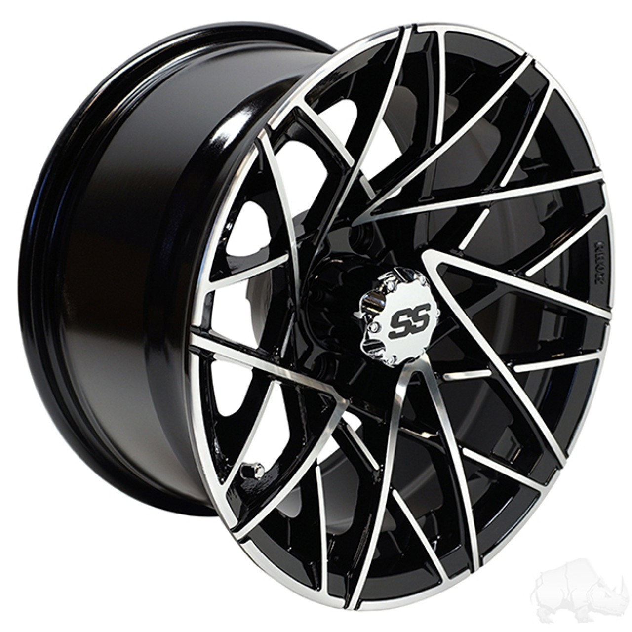 RHOX Golf Cart Wheel RX394, Machined Gloss Black, 14x7 ET-25