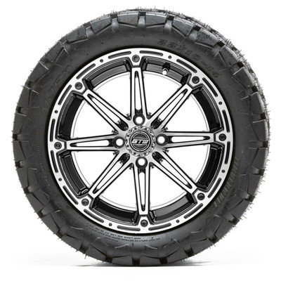 14" GTW Element Black and Machined Wheels with 22" Timberwolf Mud Tires ...
