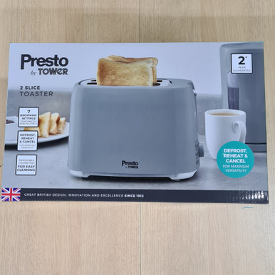 Tower Presto Light Grey Toaster 2 Slice - Futura Online Shop