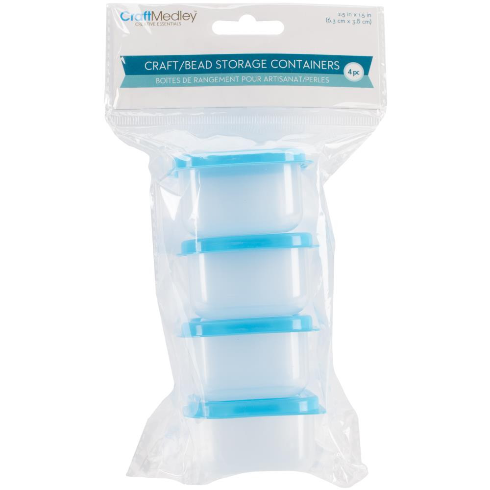 Bead Storage Containers W/Lids 2.5"X1.5" 4/Pkg - Poly Clay Play
