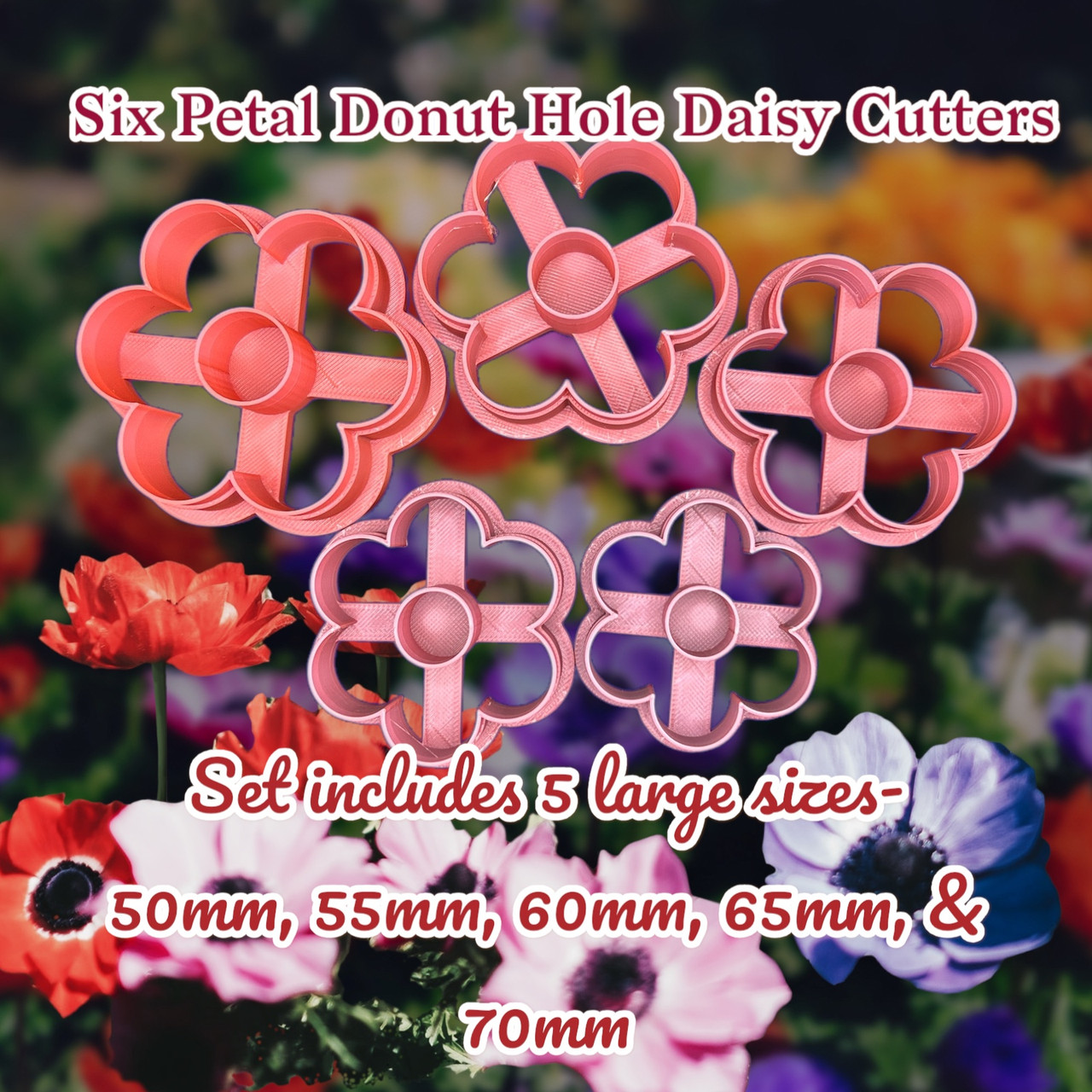 PCP Six Petal Donut Hole Daisy Cutter - Poly Clay Play