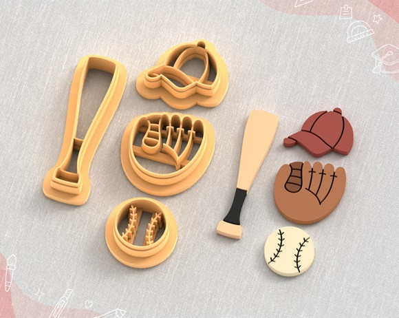 PCP Baseball Cap, Glove, Ball and Bat Cutters Set - Poly Clay Play
