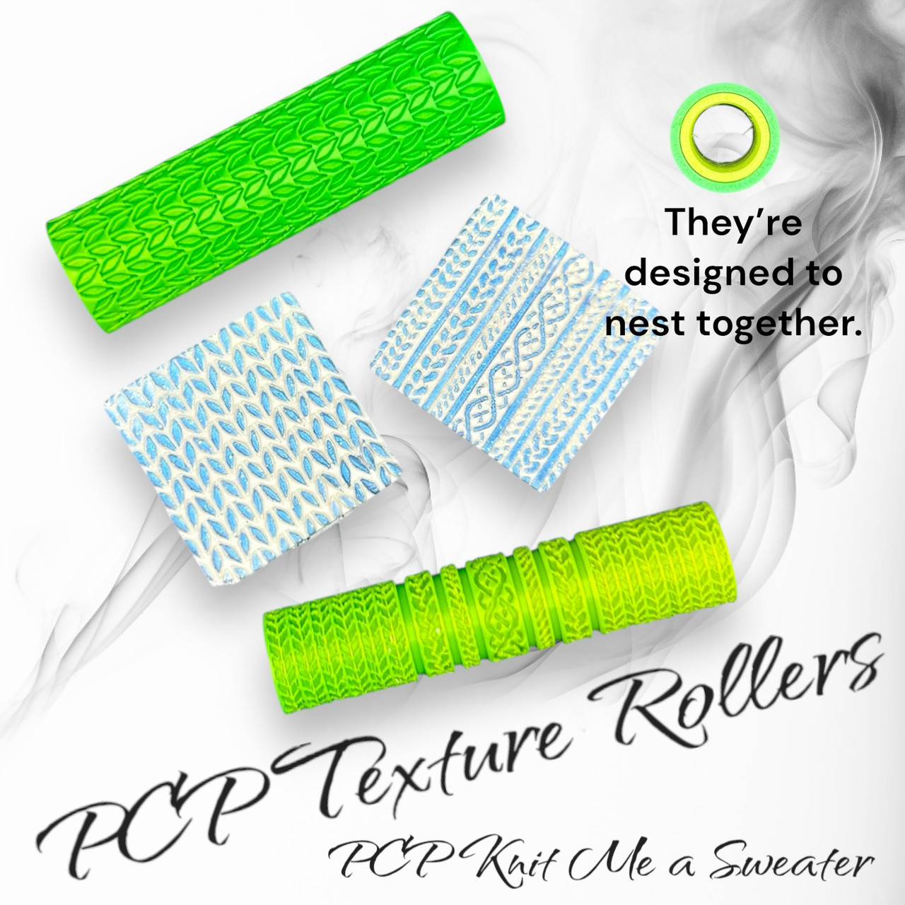 PCP Knit Me a Sweater Seamless Texture Nesting Roller Set - Poly Clay Play