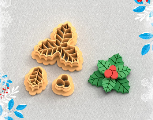 PCP Holly Leaves Cutters 3pc Sets - Poly Clay Play