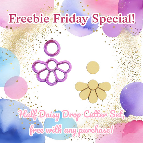 Freebie Friday Special - PCP Half Daisy Drop Cutter Set - Poly Clay Play