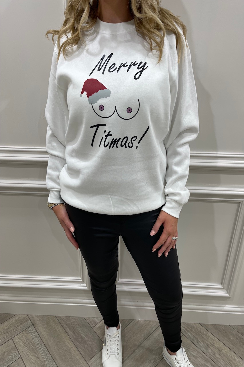 White Merry Titmas Christmas Sweatshirt - Want That Trend