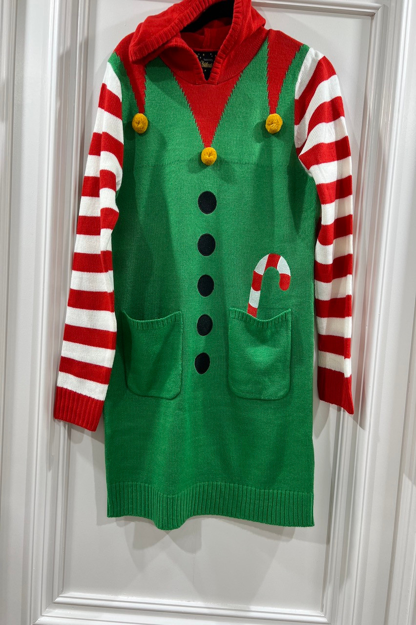 Elf Stripe Christmas Knitted Jumper Dress - Want That Trend