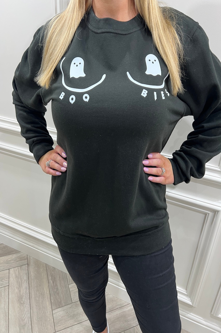 Black Ghost Boo Bies Halloween Jumper - Want That Trend