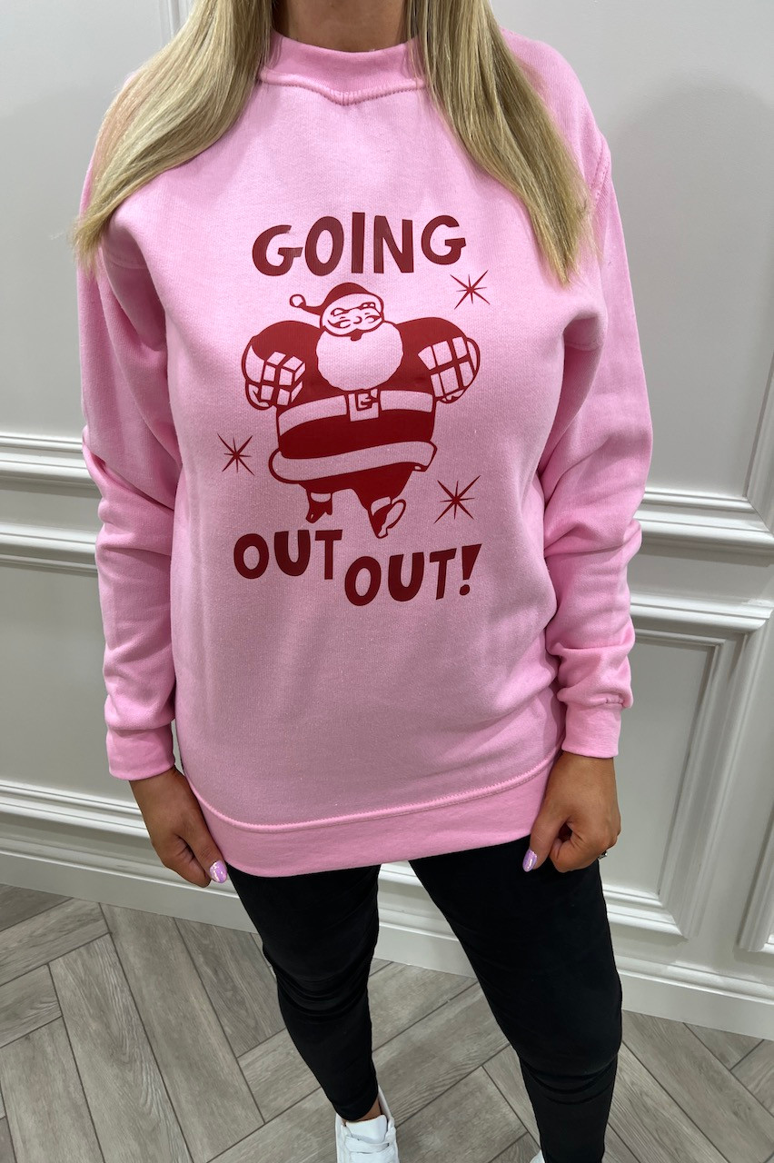 Pink Going Out Out Christmas Sweatshirt - Want That Trend