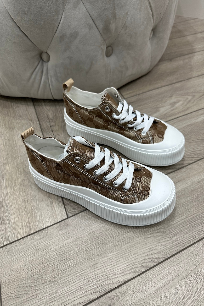 Azalea Tan Pattern Trainers - Want That Trend