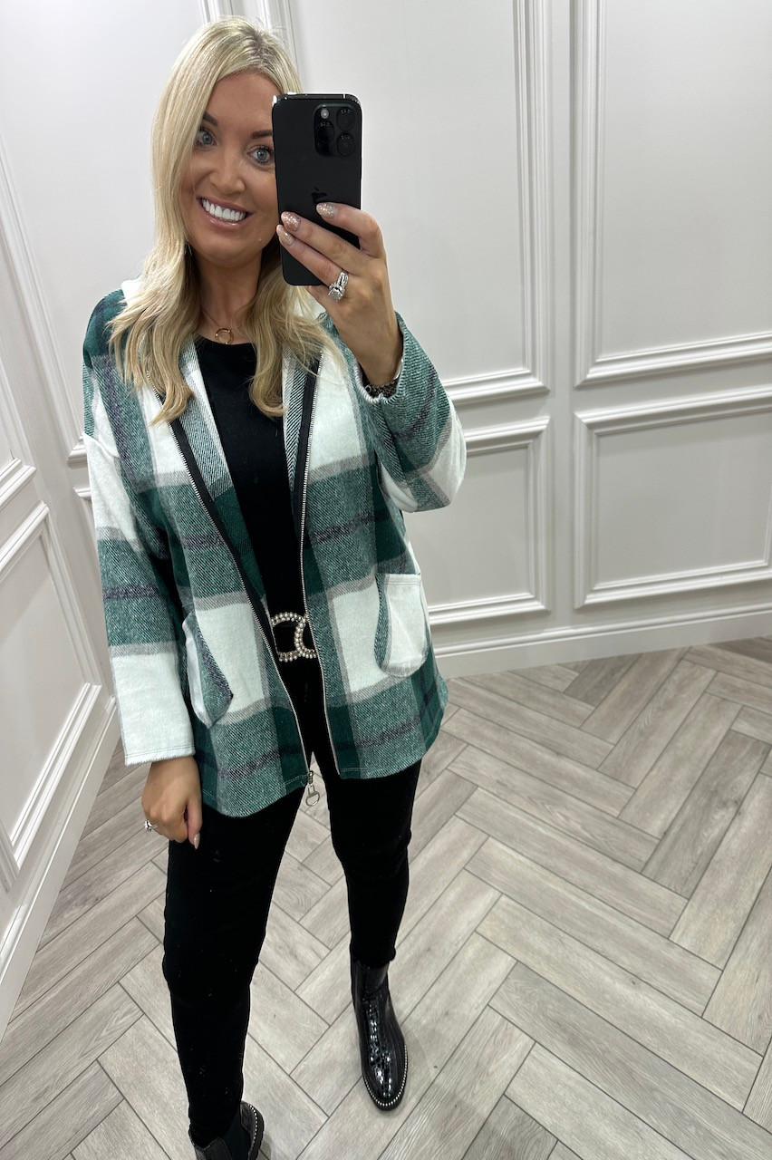 Paddington Green, Black & White Check Hooded Jacket - Want That Trend
