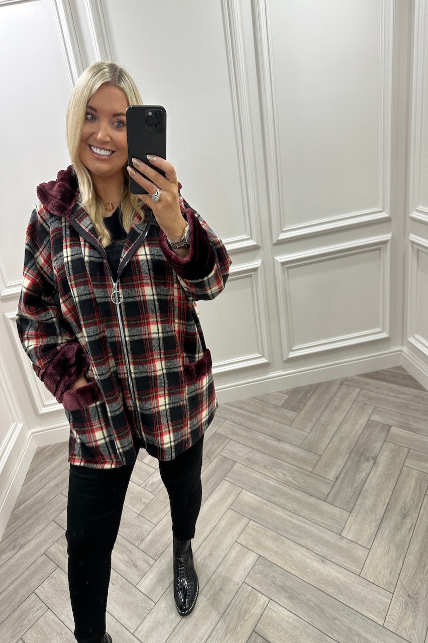 Jodie Red & Black Check Jacket - Want That Trend