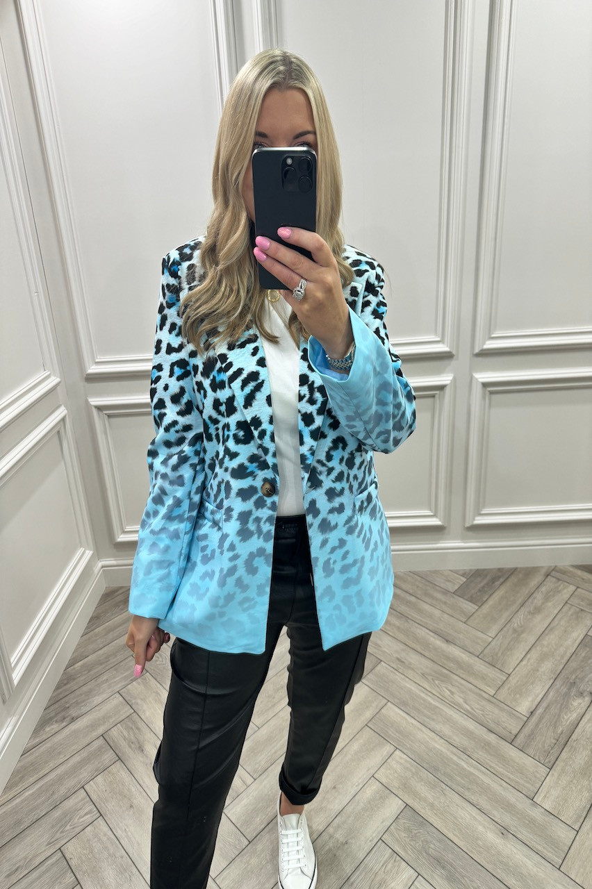 Blue Love leopard Button Leopard Blazer - Want That Trend