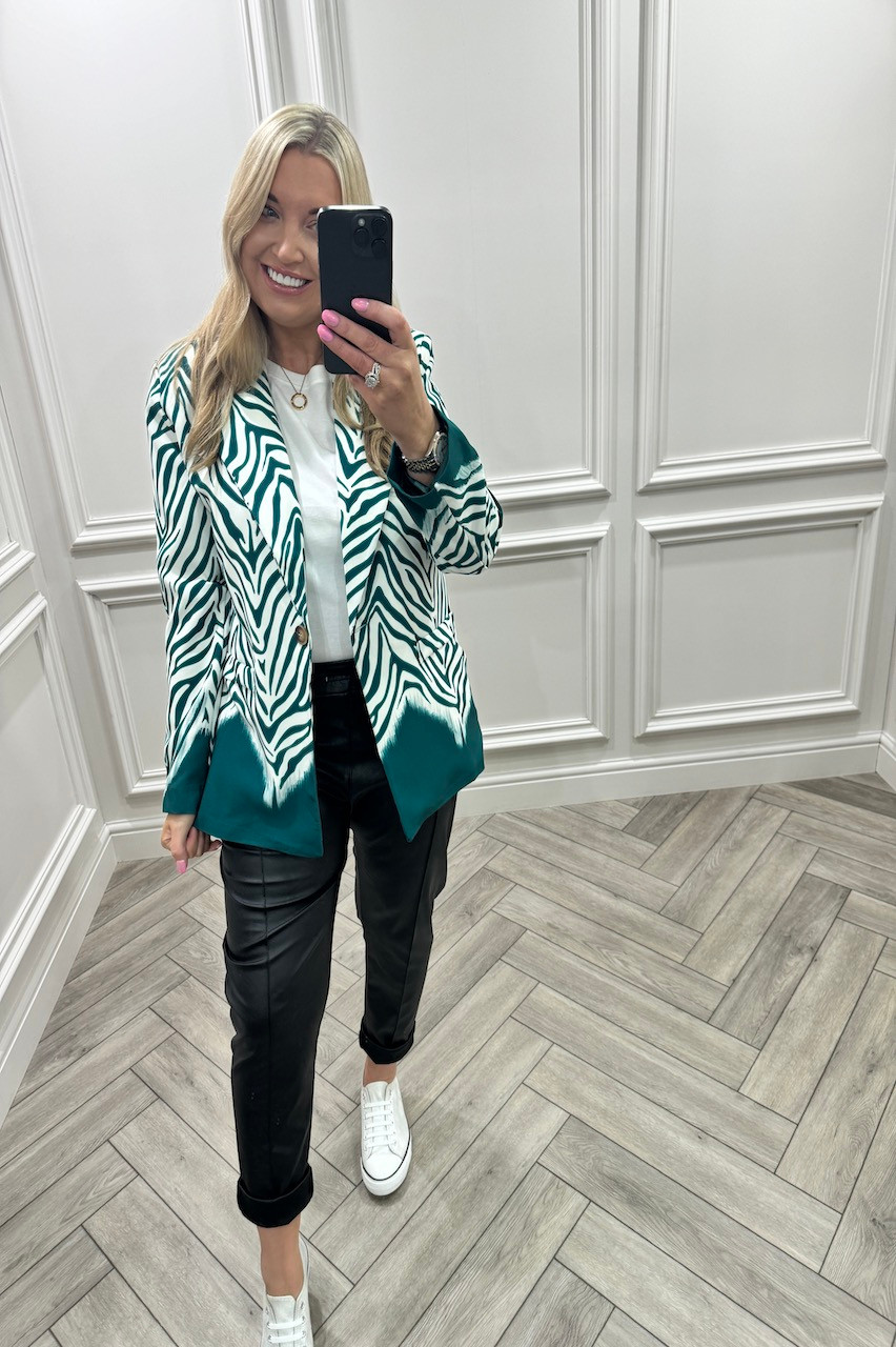 Jade Love Zebra Button Blazer - Want That Trend