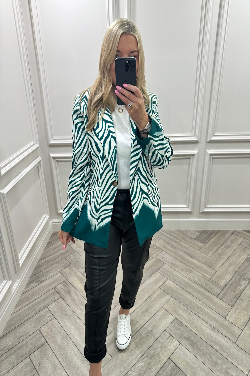 Jade Love Zebra Button Blazer - Want That Trend
