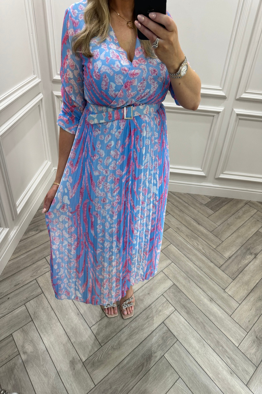 Lux Blue Destiny Pleated Midi Dress - Want That Trend