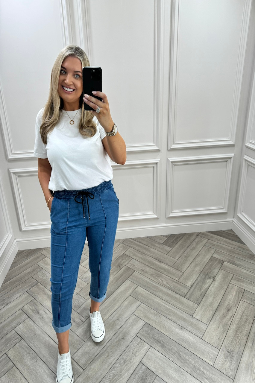 Very Popular Light Denim Joggers - Want That Trend