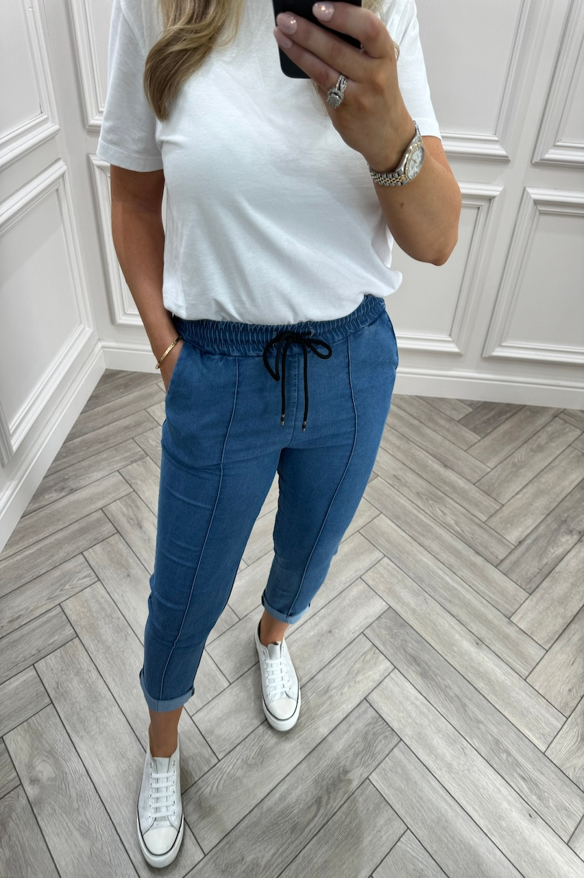 Very Popular Light Denim Joggers - Want That Trend