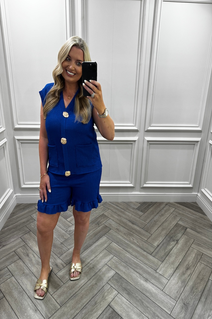 Royal Ivy Gold Button Detail Short Set - Want That Trend