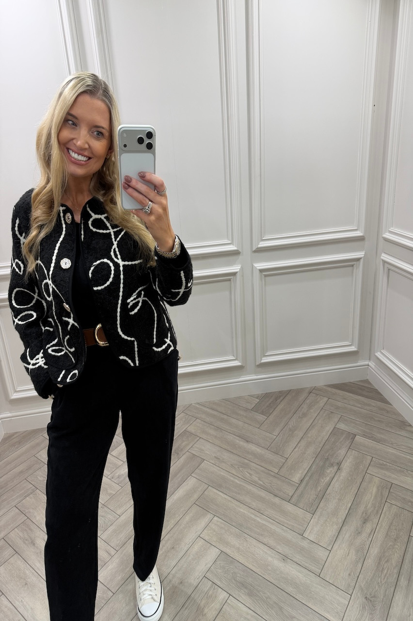 Romy Black Swirl Jacket - Want That Trend