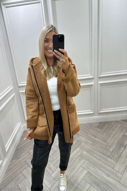 Tan Winter Glamour Teddy Jacket - Want That Trend