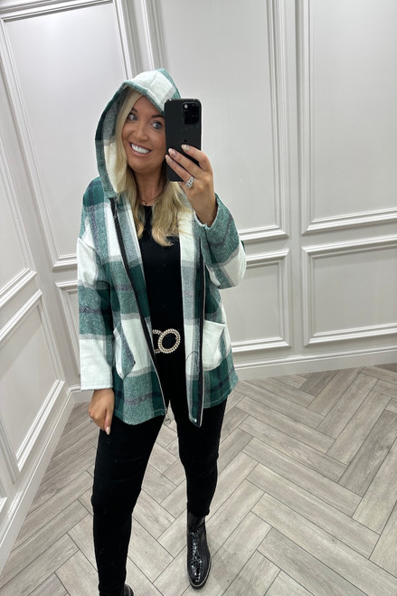 Paddington Green, Black & White Check Hooded Jacket - Want That Trend