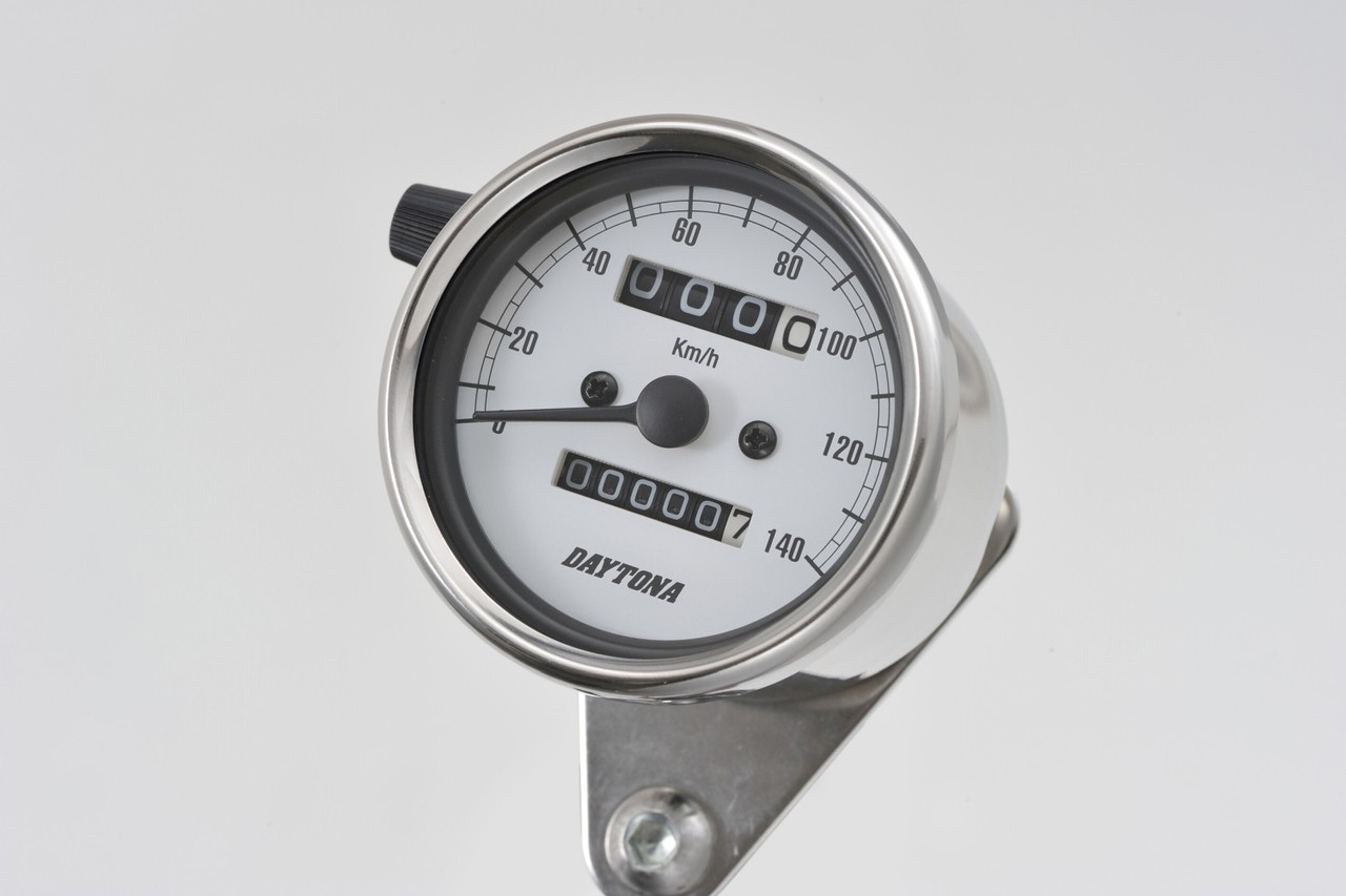 SPEEDOMETER, 140km/h, 60mm, LED LIT, STAINLESS, W/ TRIP METER, 15635