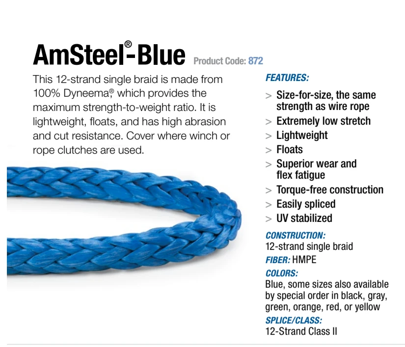Samson Amsteel Blue - 12 Strand Dyneema Rope